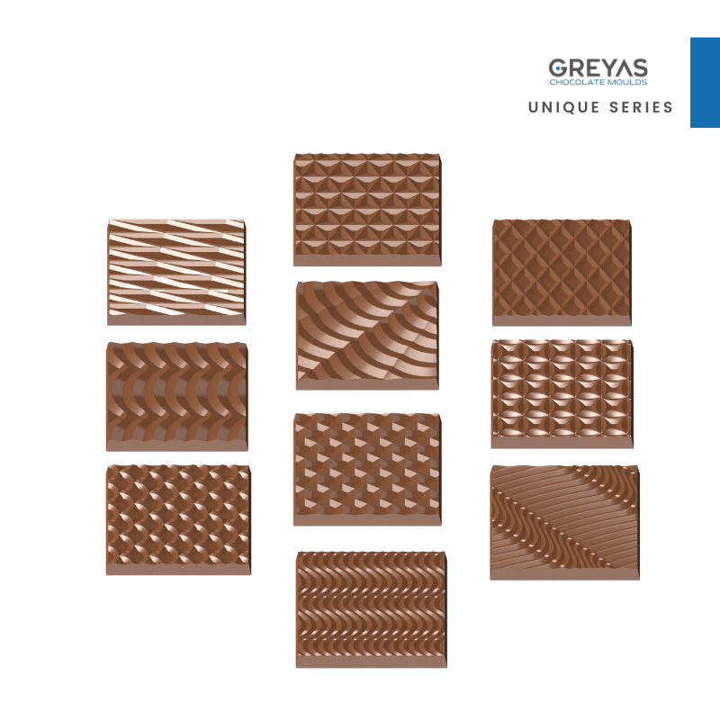 CM 1385 SQUARE MIX CARAQUE CHOCOLATE MOULD – GREYAS CHOCOLATE MOULDS